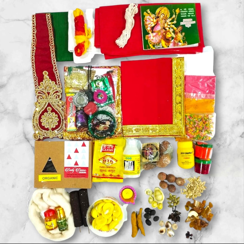 Durga , Navratri Pujan Samagri/kit With Sringar Set for Home, Temple ...