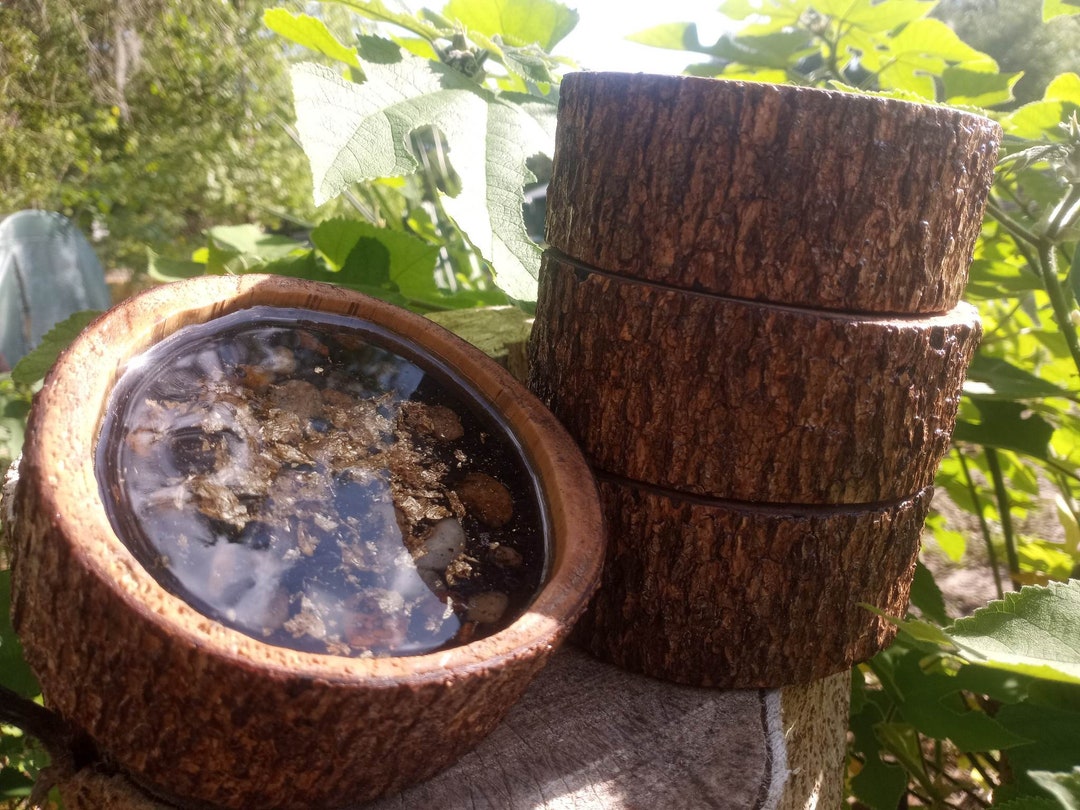 Live Edge Log Wood Epoxy Coaster's Set's of 4 Gold - Etsy