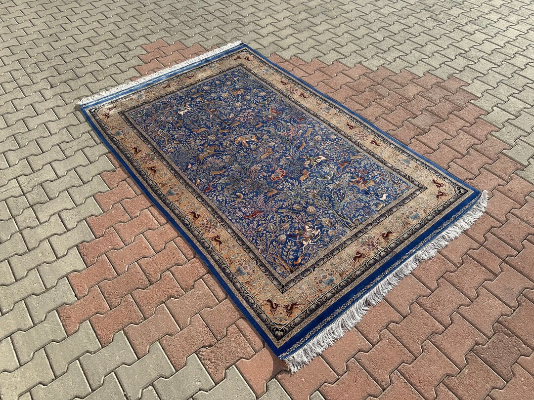 5x8 Oriental Silk Rug5x8 Blue Silk Rugtop Quality Silk Rug - Etsy