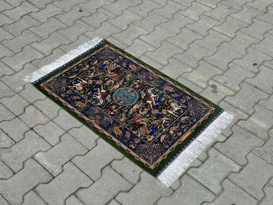 2x3 Green Silk Rugsmall Silk Rug Gift Silk Rug 2x3 Area - Etsy