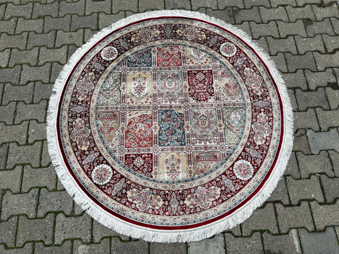 Palace Design Round Silk Rug, 5x5 Circle Silk Rug, Top Quality Silk Rug ...