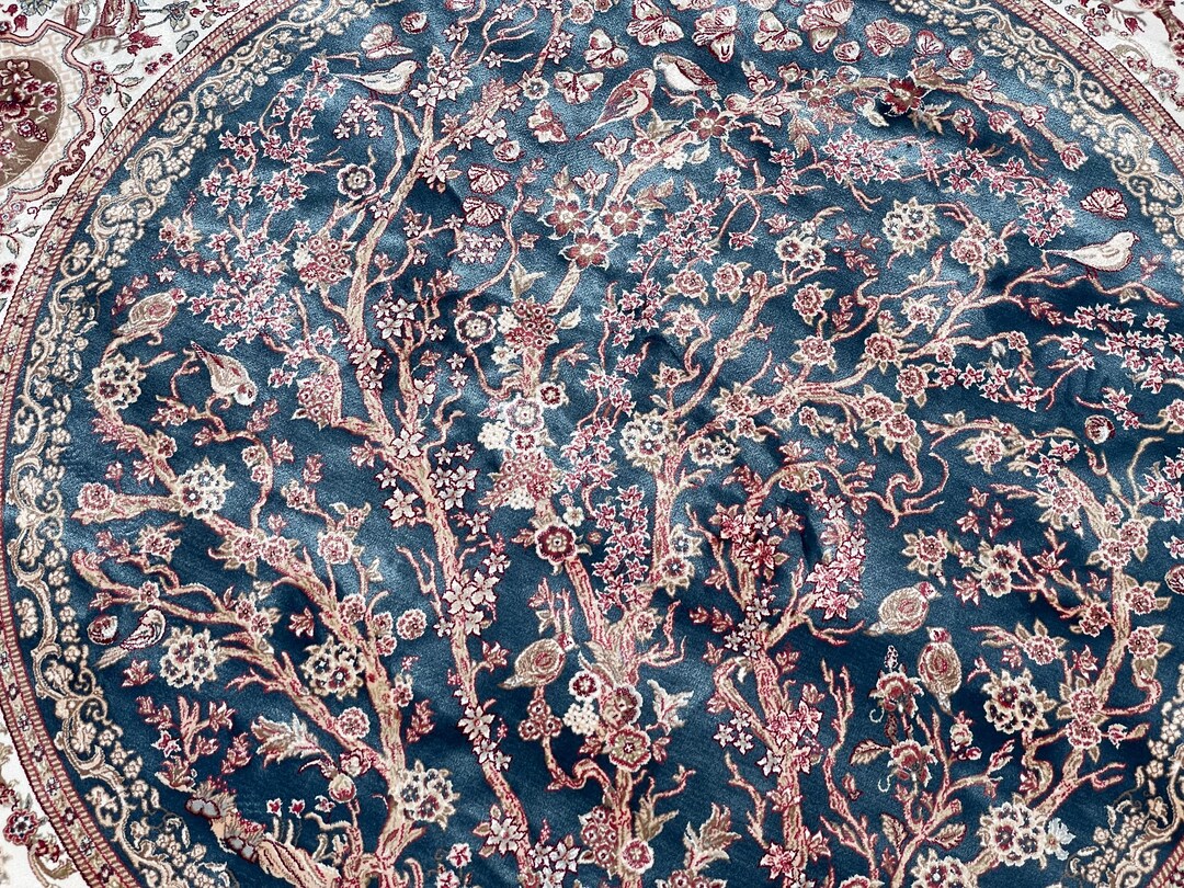 5x5 Circle Rug, Tree of Life Patterned Circle Rug, Bamboo Round Rug ...