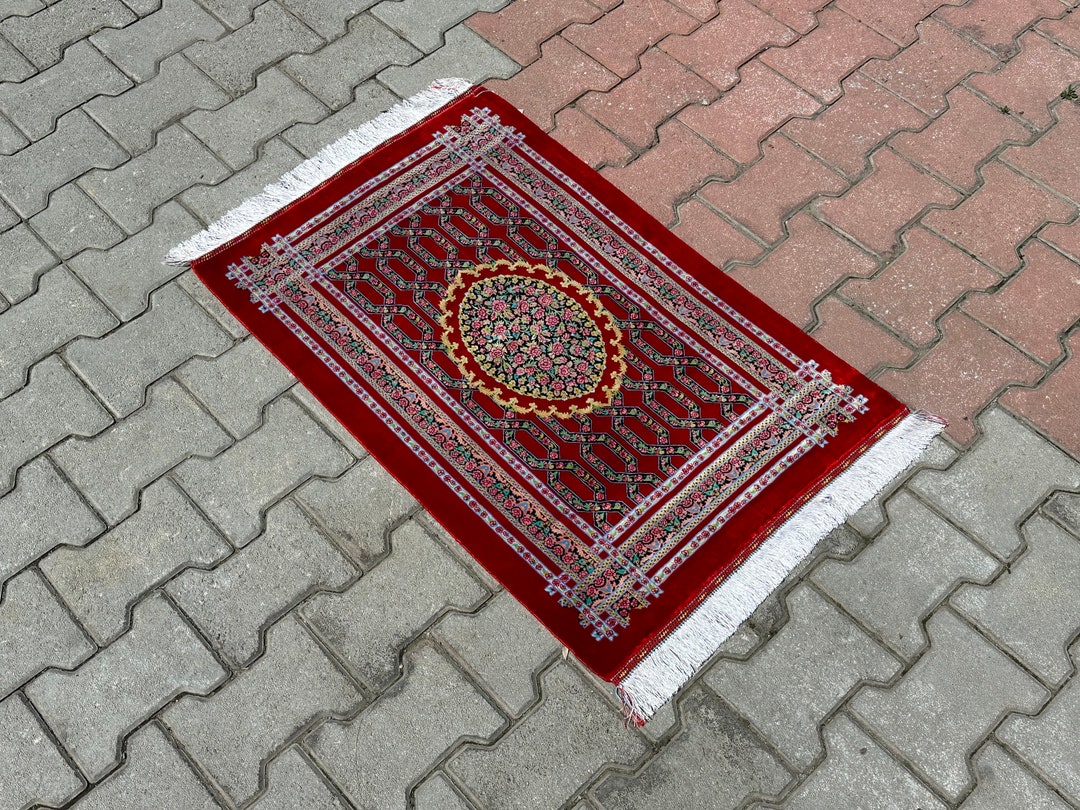 2x3 Red Rug, All Bamboo Silk Rug, 2x3 Rug, Rug for Bathroom, Rug for ...