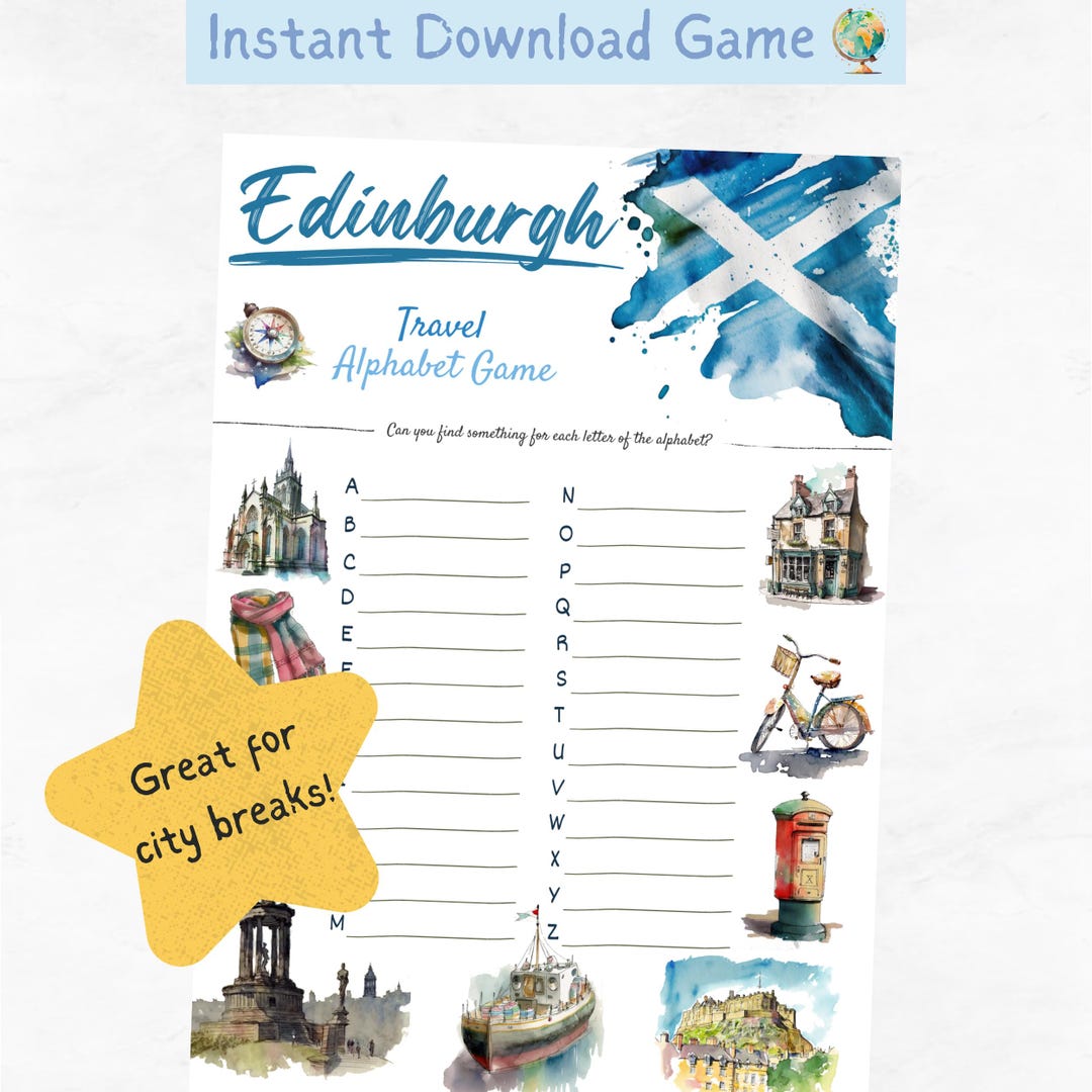 Edinburgh Travel Game for Kids | Edinburgh Alphabet Game | Travel Game ...
