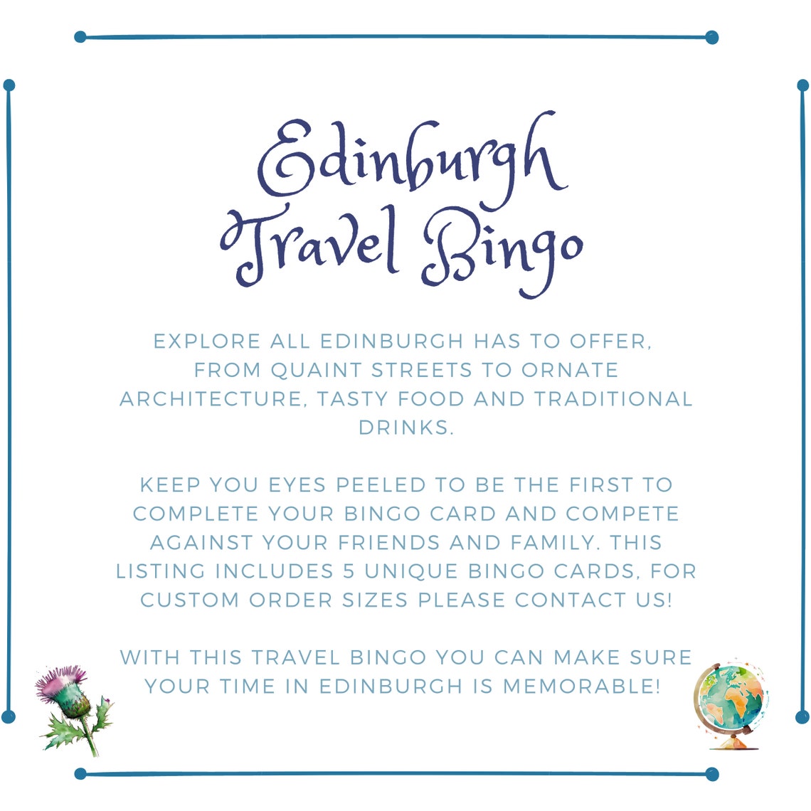 Edinburgh Travel Bingo for Kids | Edinburgh Bingo Game | Travel Family ...