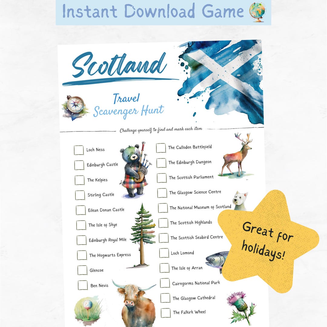 Scotland Treasure Hunt for Kids | Scotland Scavenger Hunt Game | Travel ...