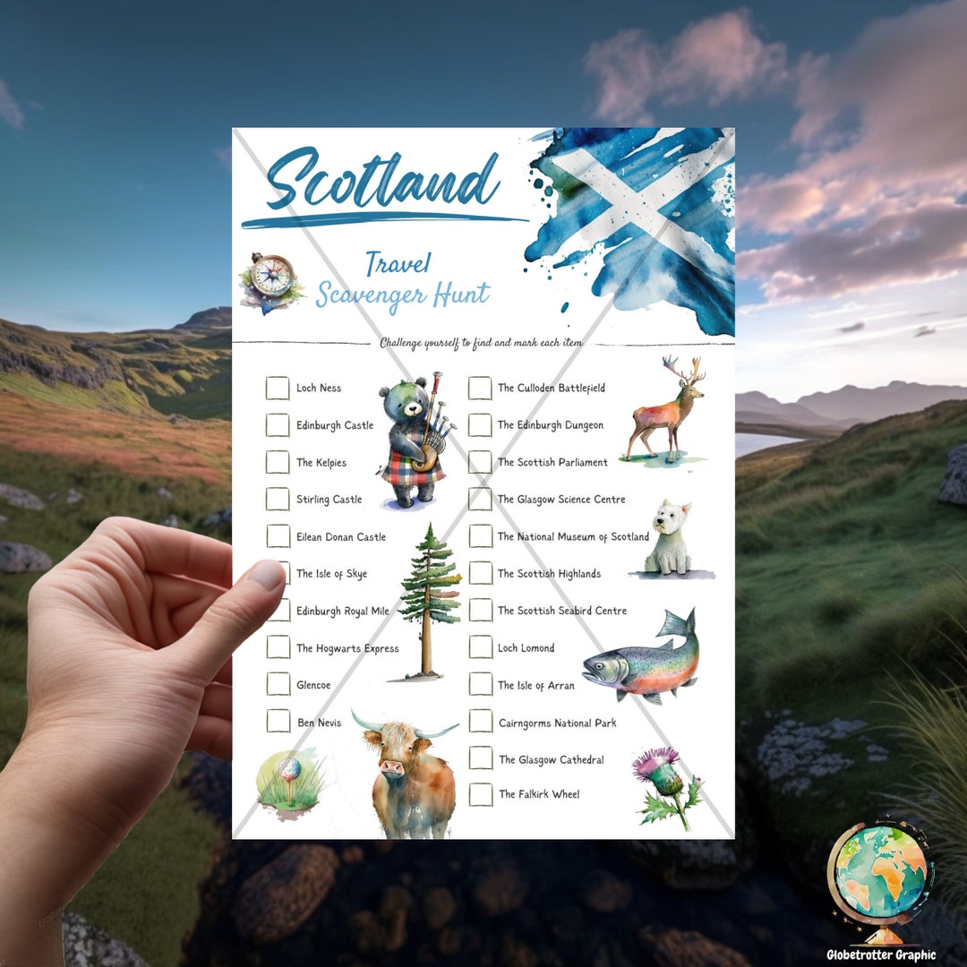 Scotland Treasure Hunt for Kids Scotland Scavenger Hunt Game - Etsy