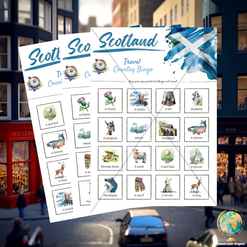 Scotland Travel Bingo for Kids Scotland Bingo Game Travel Family Games ...