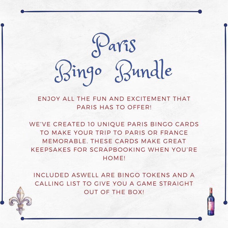 Pairs Travel Bingo for Kids | France Bingo Game | Paris Bingo Game ...