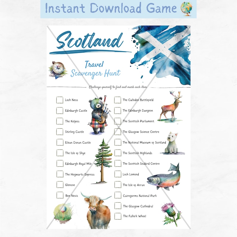 Scotland Treasure Hunt for Kids | Scotland Scavenger Hunt Game | Travel ...