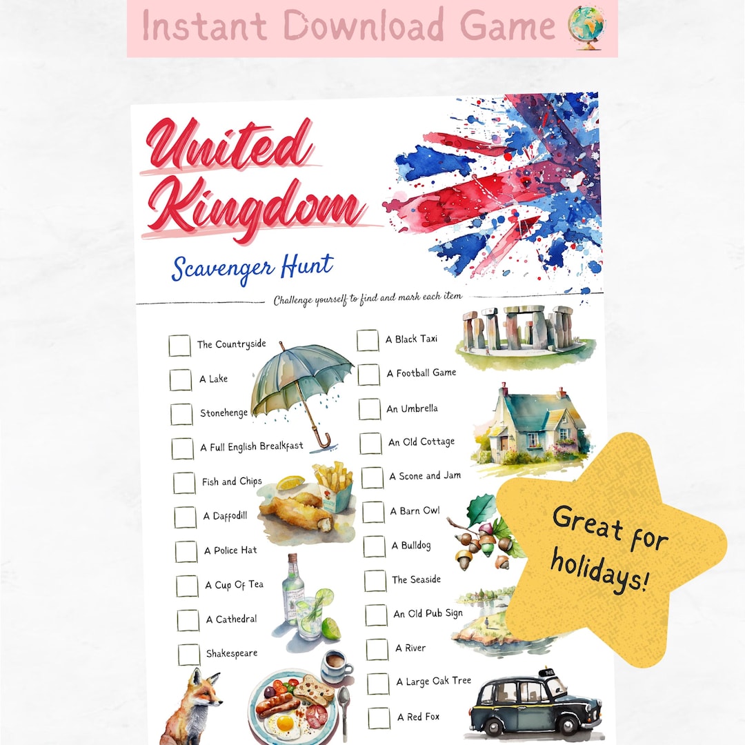 United Kingdom Treasure Hunt for Kids | UK Scavenger Hunt Game | Travel ...