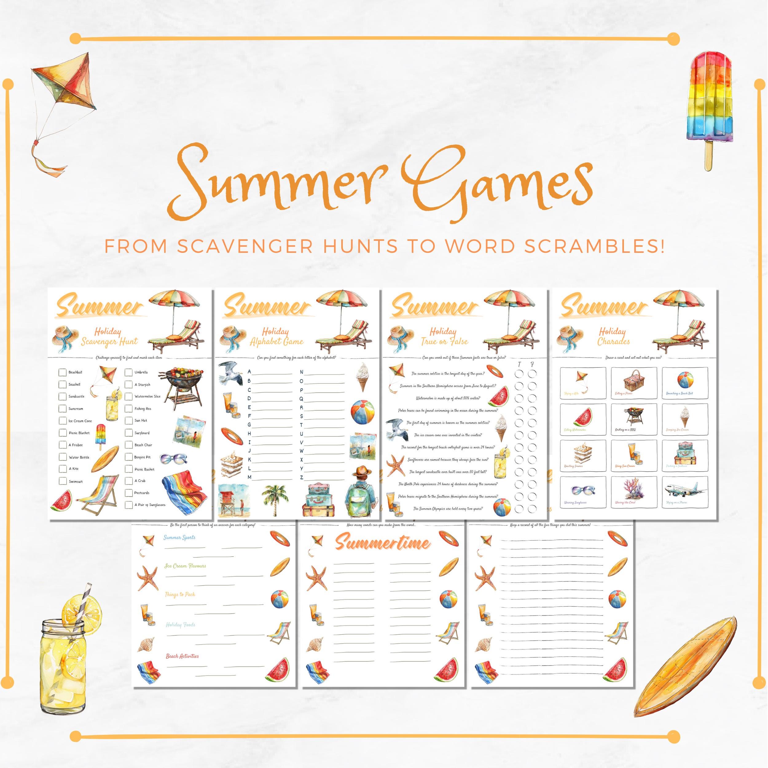 Summer Games Bundle | Summer Activities | Summer Party Games | Summer ...