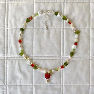 Red Raspberry Garden Necklace, Freshwater Pearl Necklace - Etsy