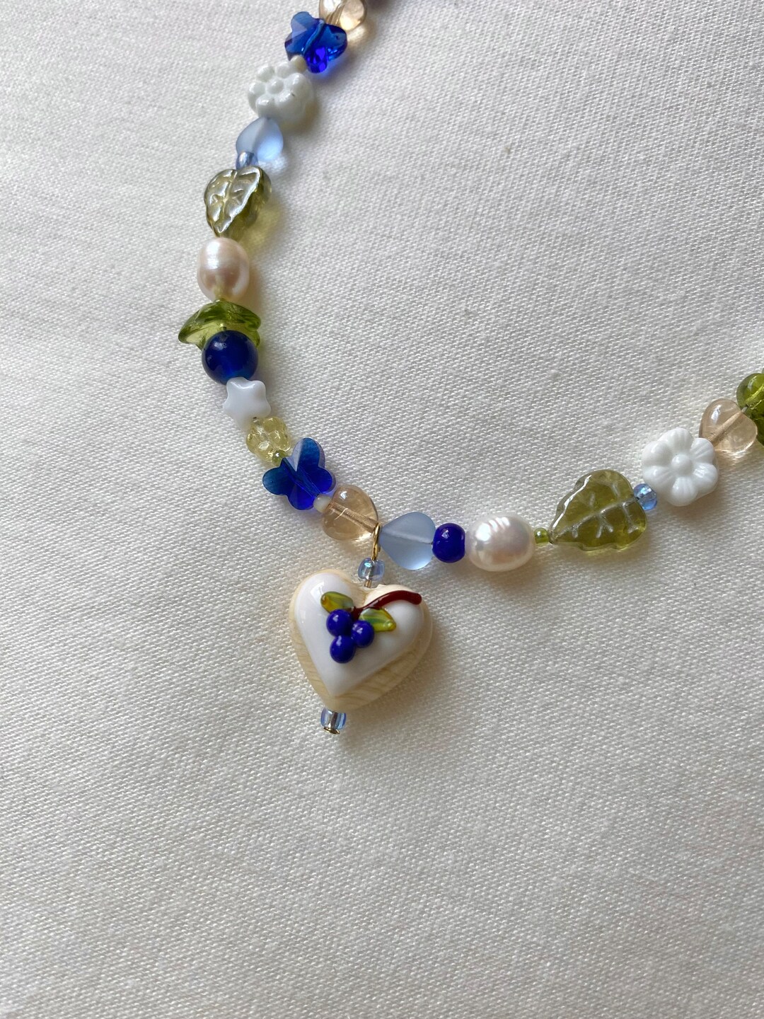 Blueberry Garden Necklace, Freshwater Pearl Necklace - Etsy