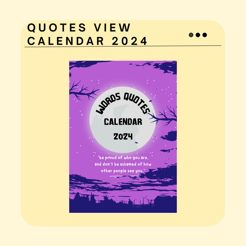 Words Quotes Calendar 2024, Printable Calendar, Digital Download ...