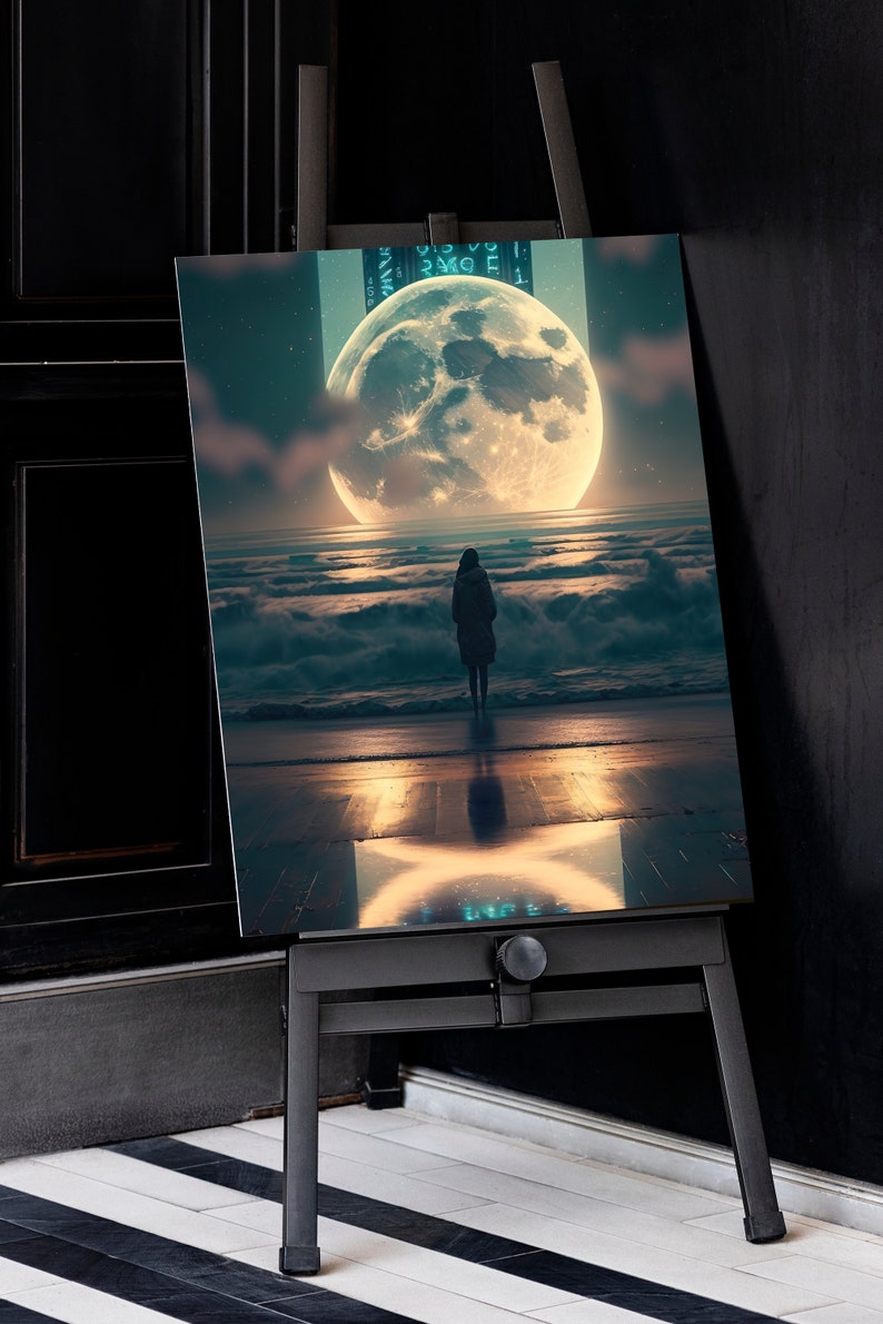 Huge Full Moon Over the Sea Full Moon, Full Moon Wall Art, Full Moon ...