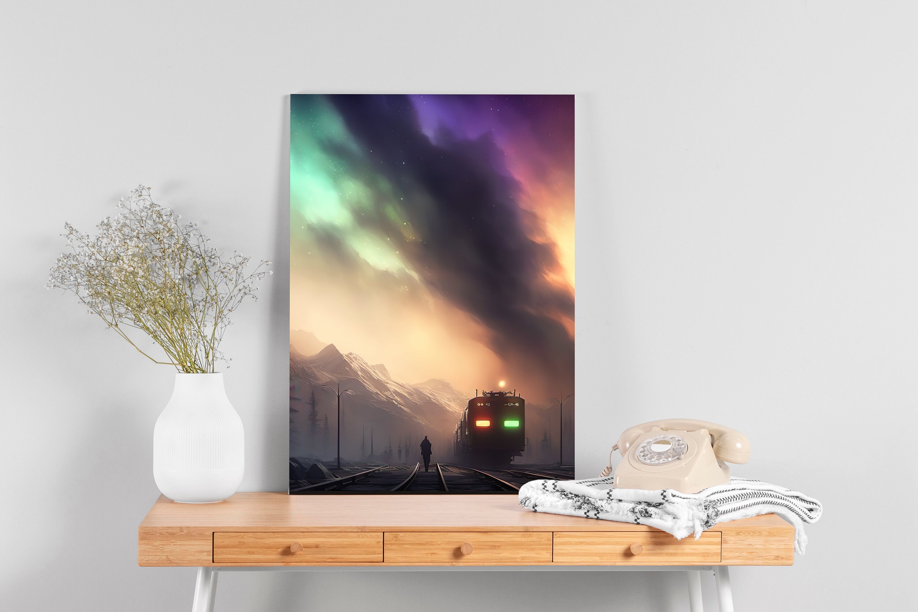 Aurora Borealis, Northern Lights Over Train in Canada, Northern Lights ...