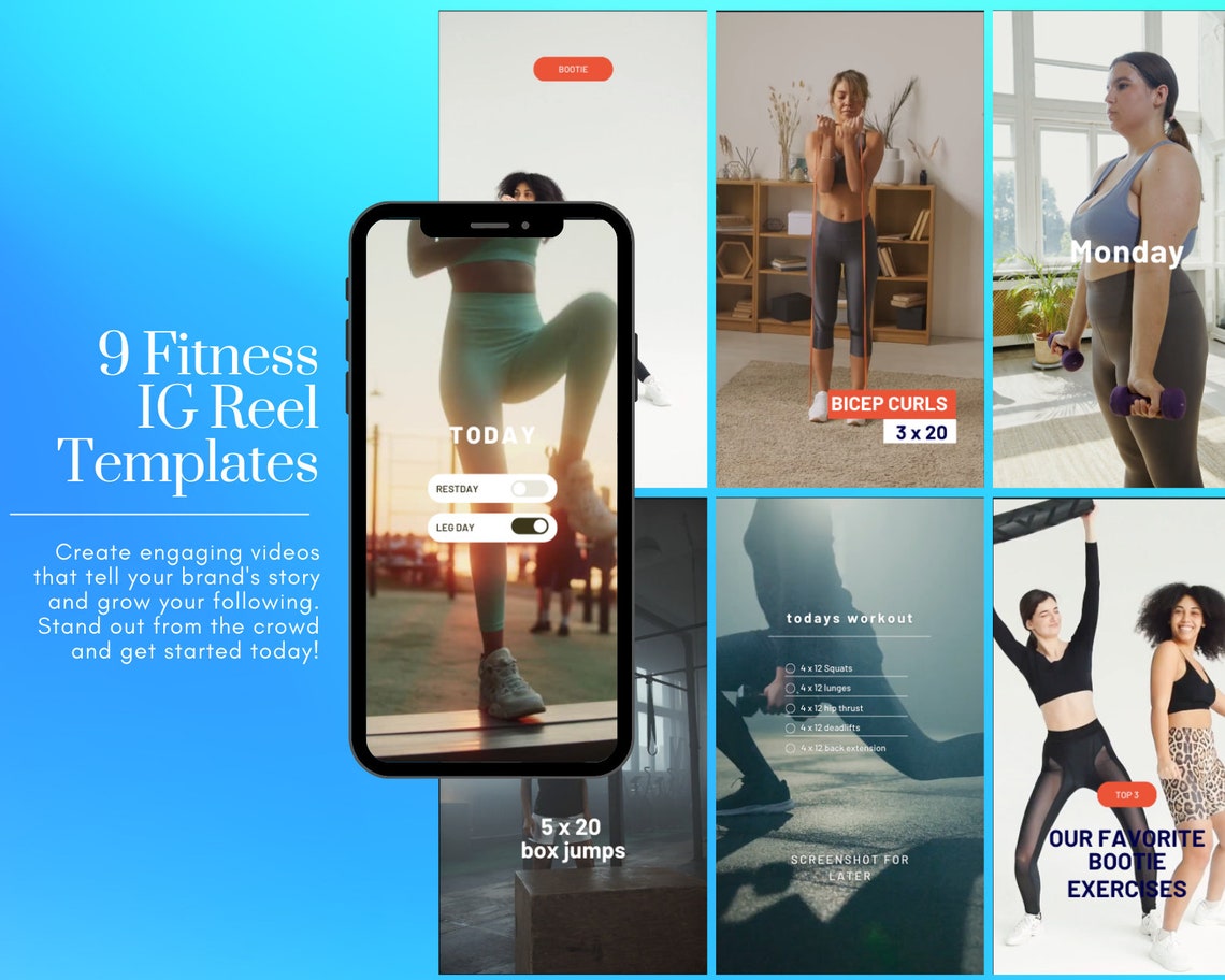 9 Reel Canva Template Instagram Fitness | Fitness Instagram Videos ...