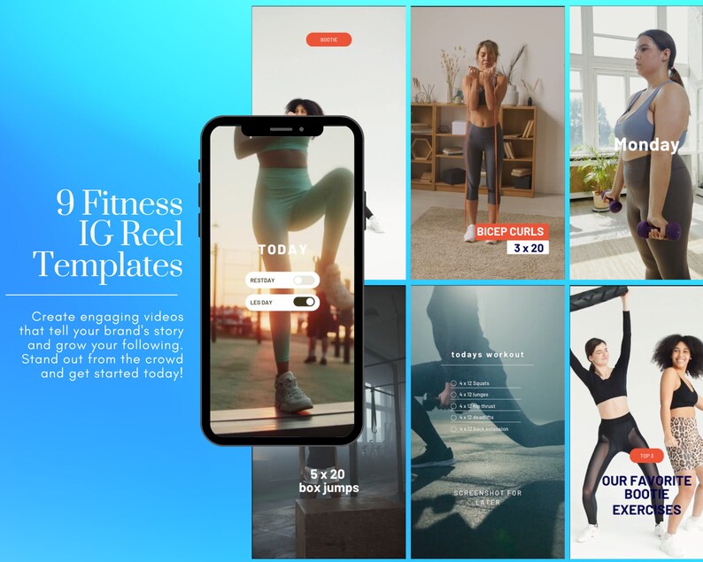 9 Reel Canva Template Instagram Fitness | Fitness Instagram Videos ...