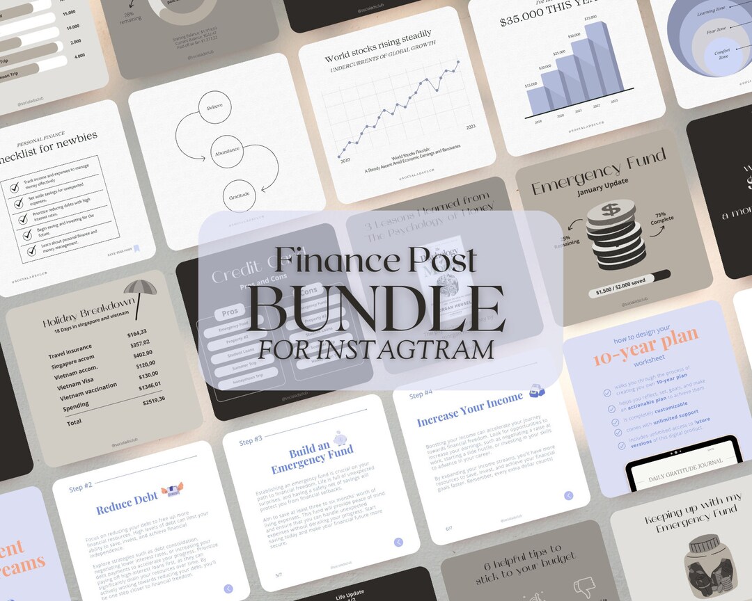 Finance Instagram Template Bundle for Canva | Money Instagram Post ...
