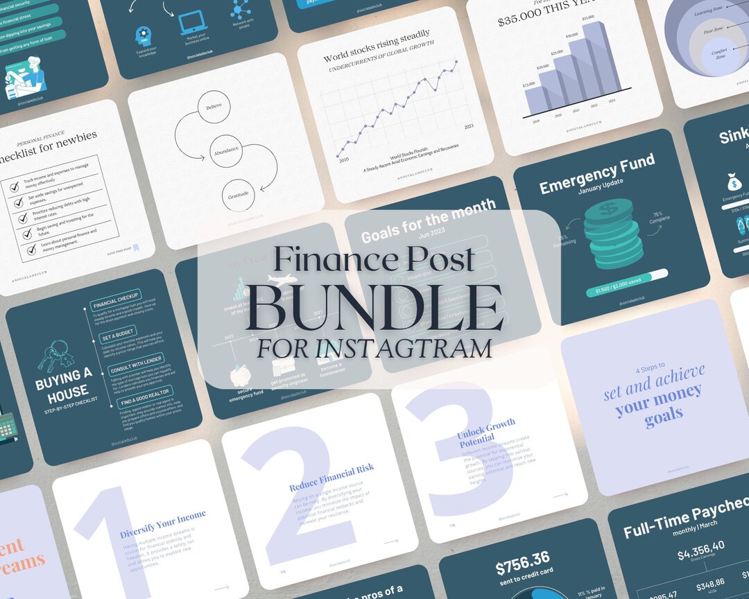 Finance Instagram Template Bundle for Canva | Money Instagram Post ...