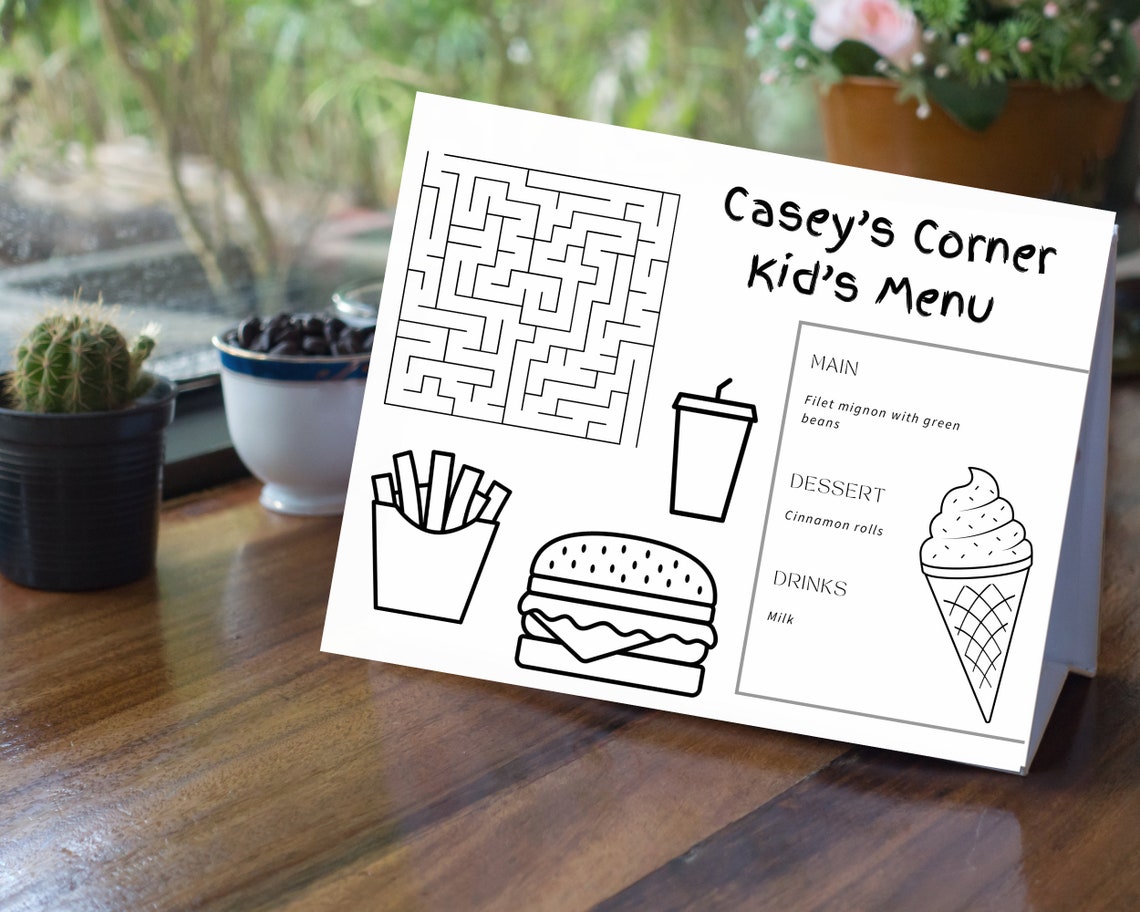 Menu for Kids Canva Menu Template for Restaurants Childrens Activity ...
