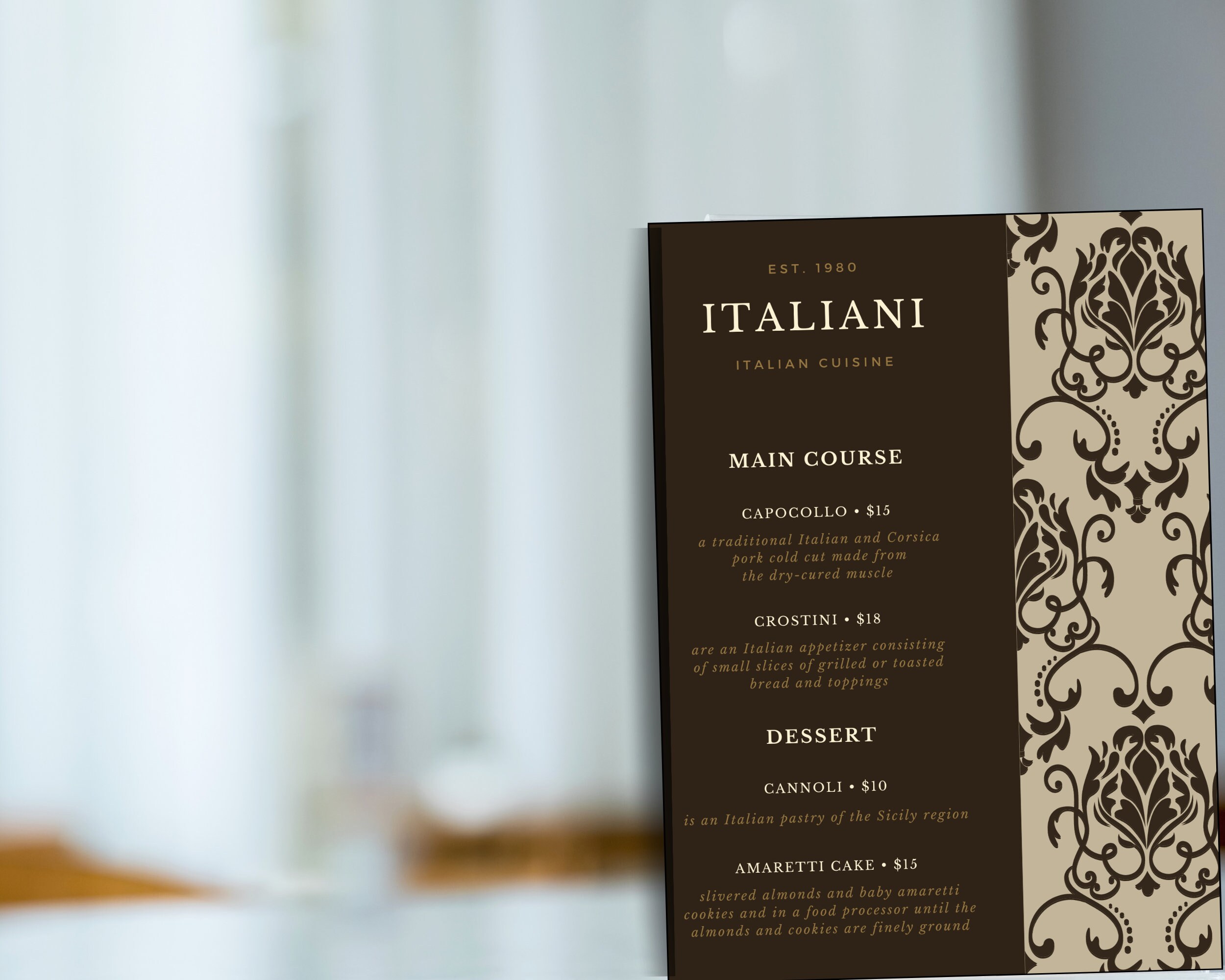 Menu Templates Italian-themed Dinner and Wedding Ideas Customizable ...