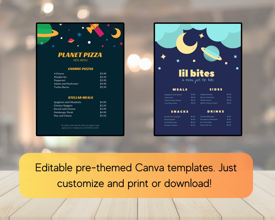 Kids Menu Templates Childrens Menu for Restaurants Canva Templates Edit ...