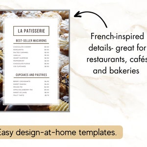 Menu Templates French Inspired Restaurant Bistro Menu Canva Templates ...