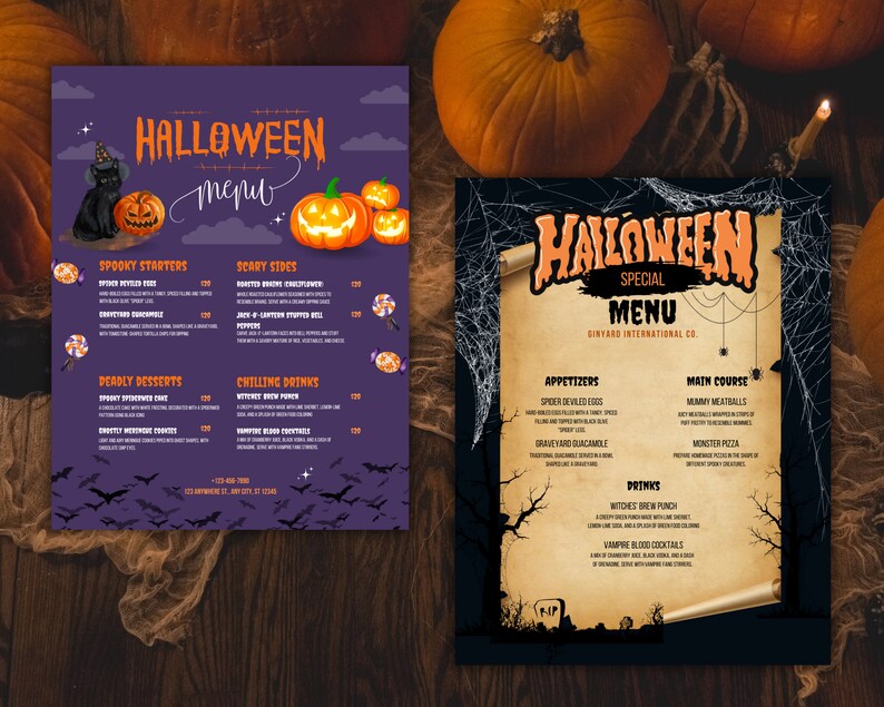 Halloween Menu Templates Printable Canva Templates for Halloween ...