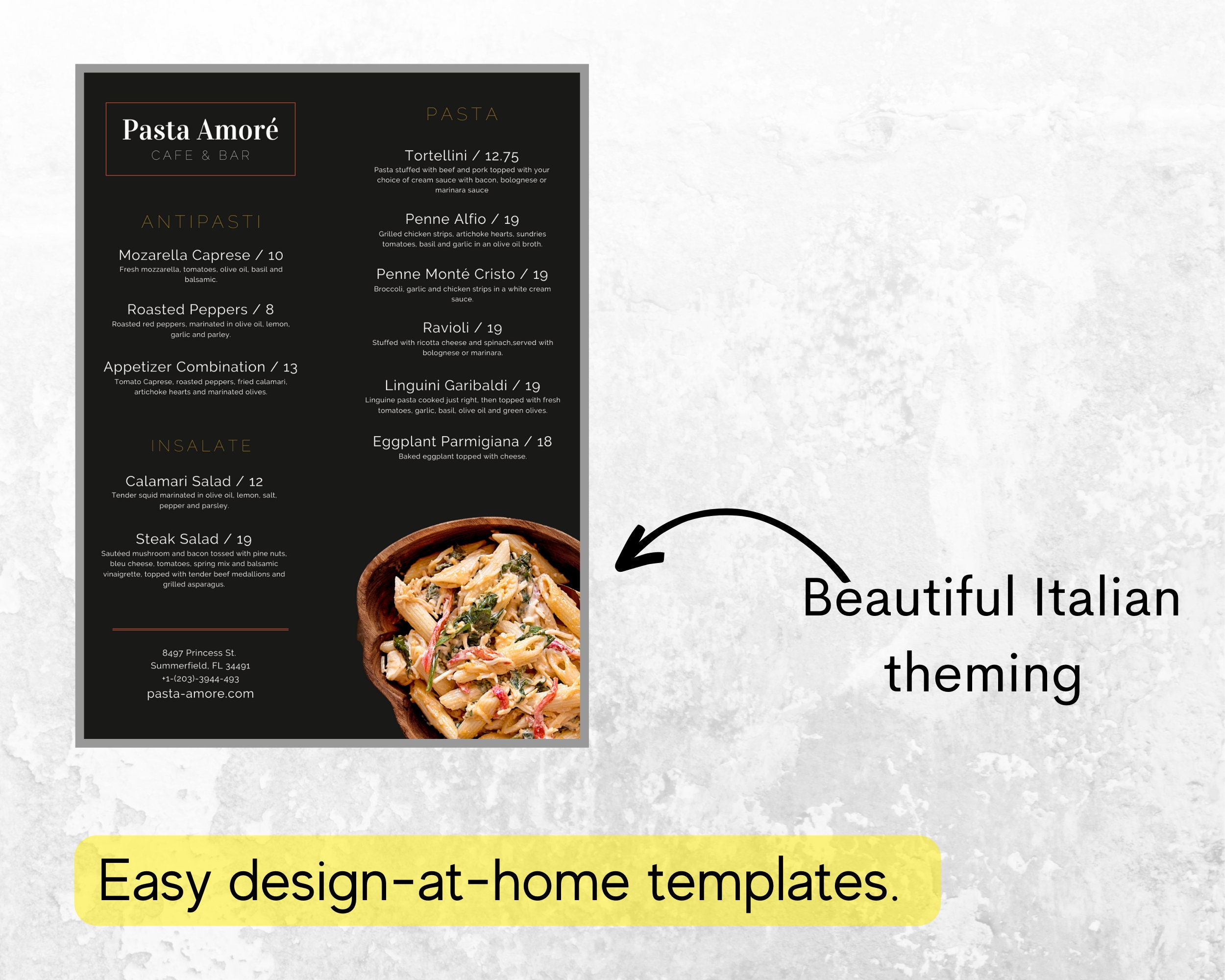 Menu Templates Italian-themed Dinner and Wedding Ideas Customizable ...