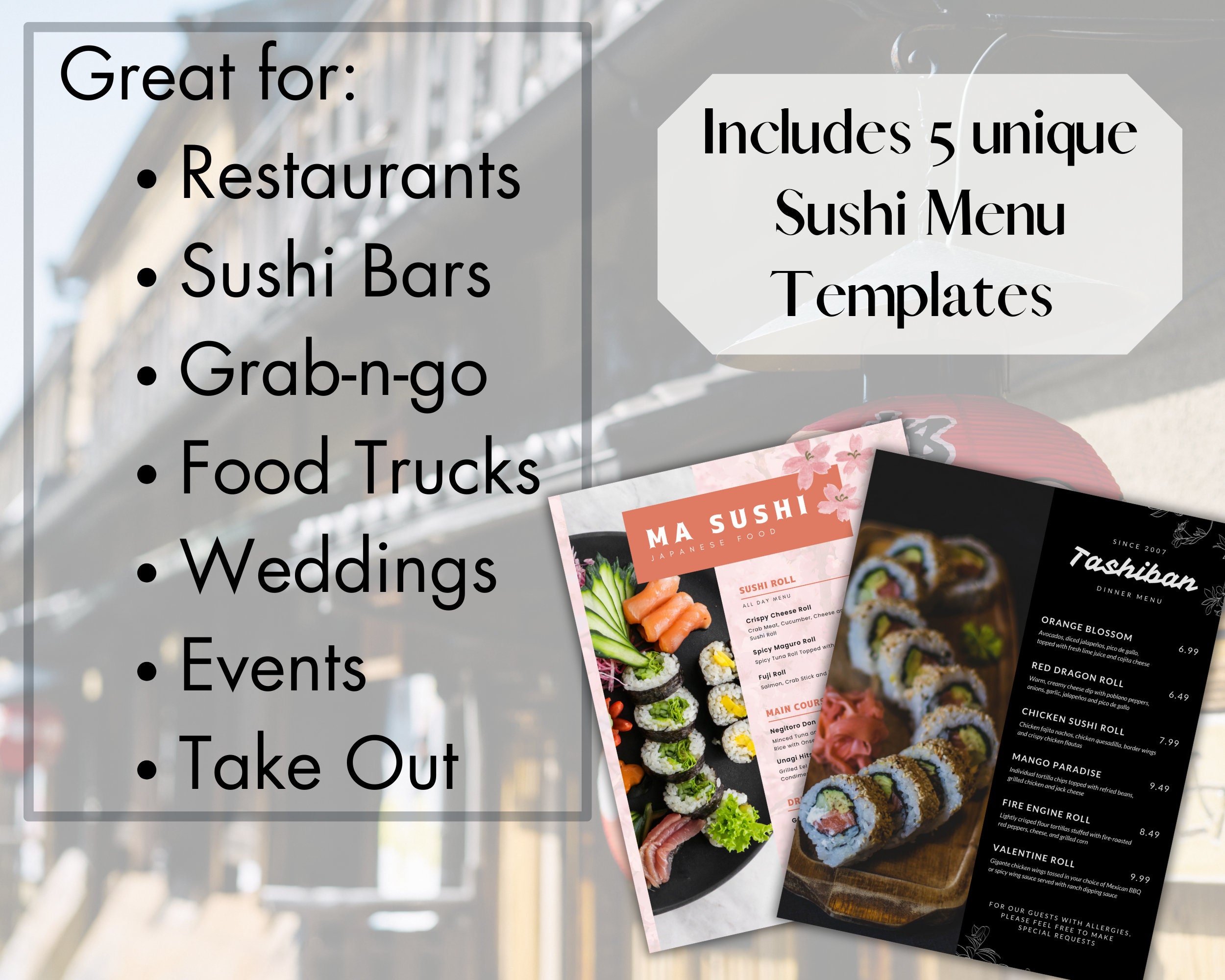 Sushi Menu Templates Printable Canva Template for Restaurants Bars Food ...