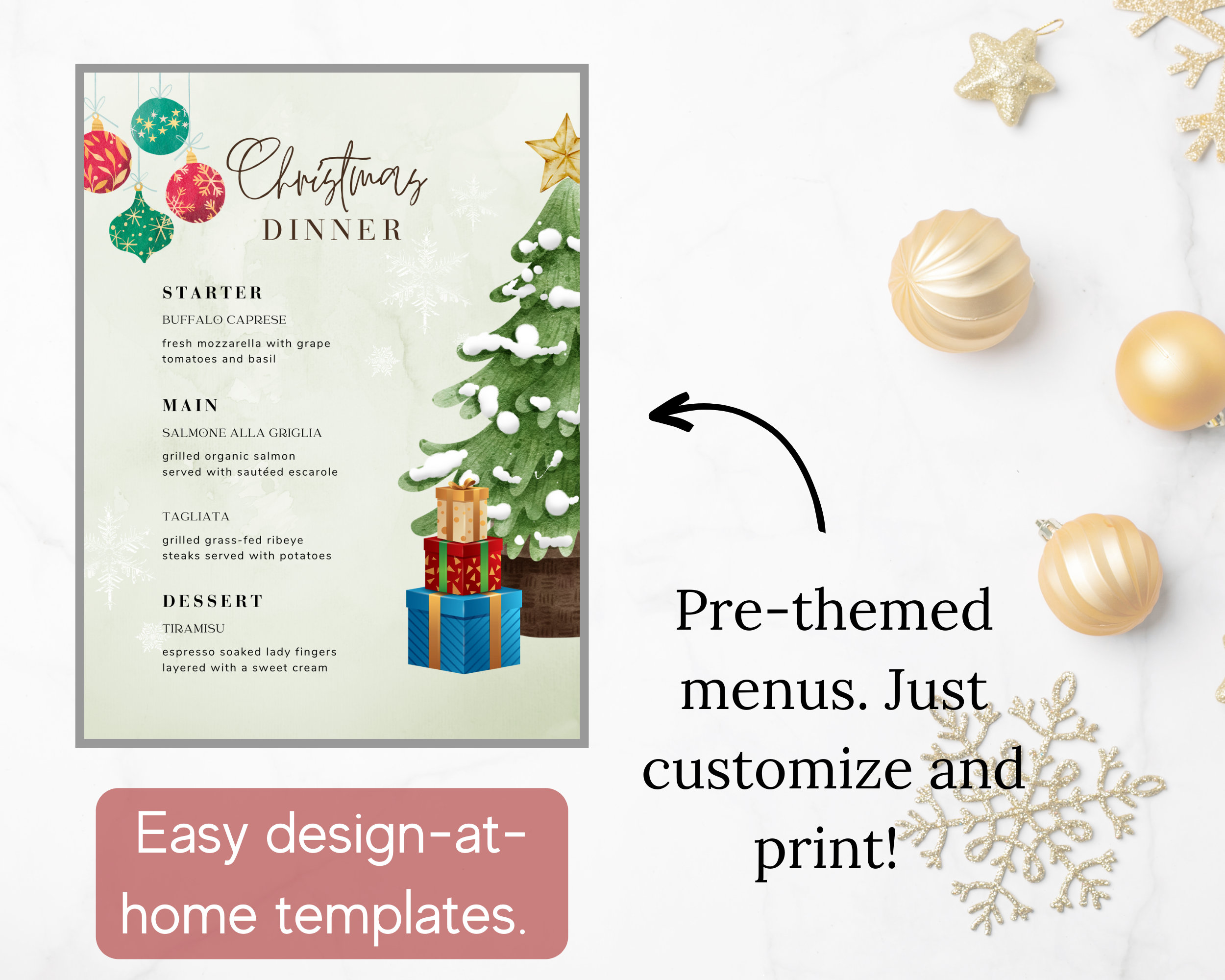 Christmas Food Menu Templates Edit and Print Canva Template Winter ...