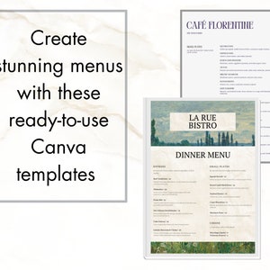 Menu Templates French Inspired Restaurant Bistro Menu Canva Templates ...