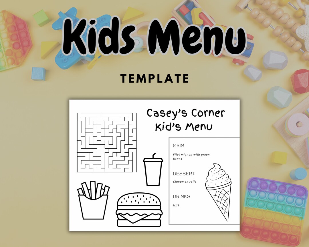 Menu for Kids | Canva Menu Template for Restaurants | Children’s ...