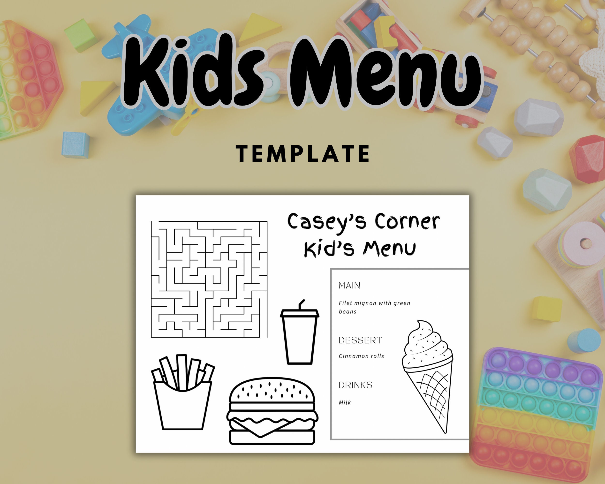 Menu for Kids Canva Menu Template for Restaurants Childrens Activity ...