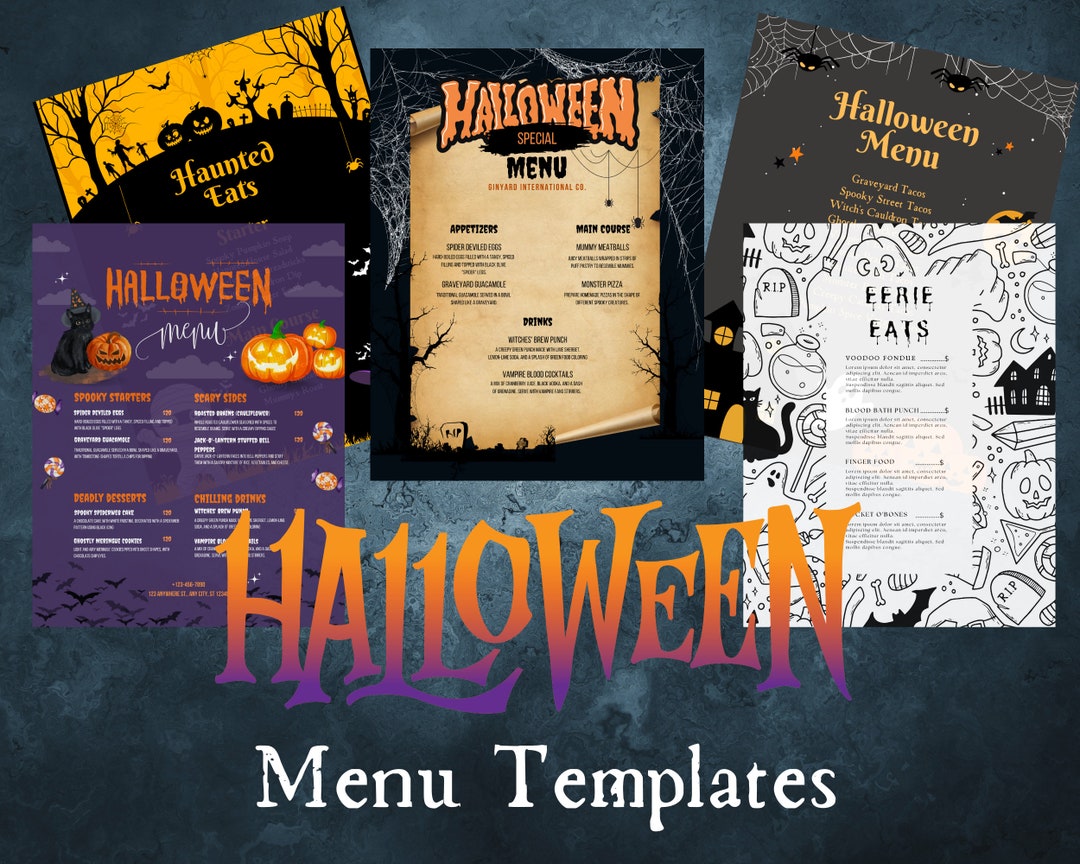 Halloween Menu Templates | Printable Canva Templates | for Halloween ...