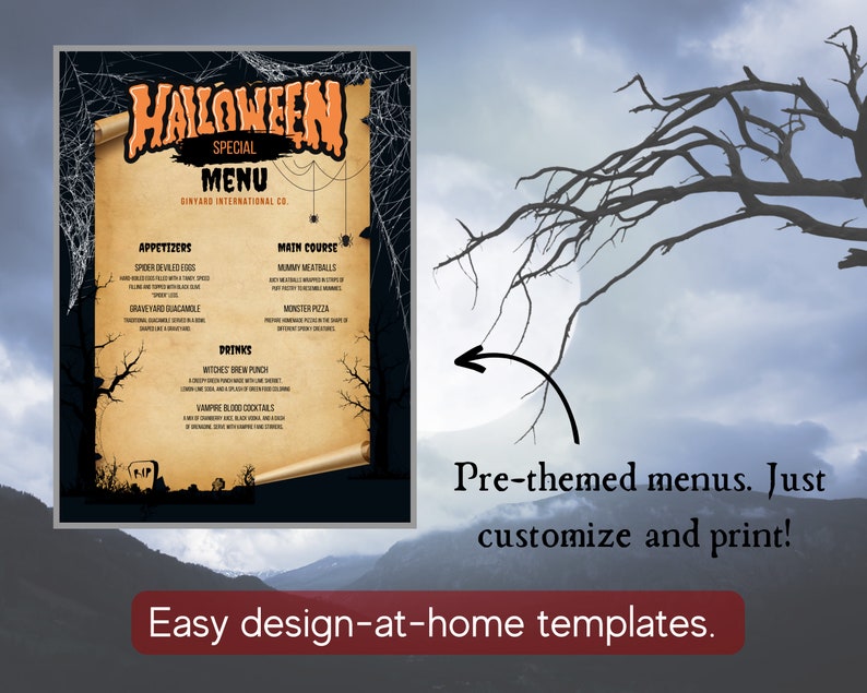 Halloween Menu Templates Printable Canva Templates for Halloween ...