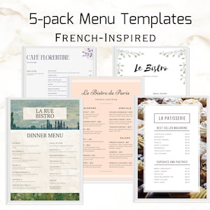 Menu Templates French Inspired Restaurant Bistro Menu Canva Templates ...