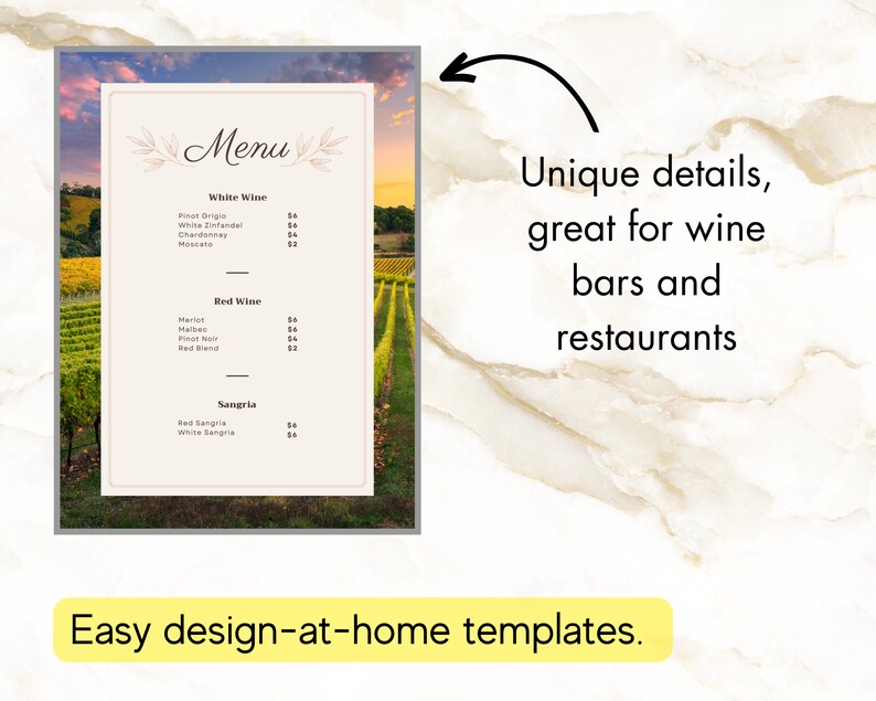 Menu Templates Wine Editable Printable Canva Menu Templates for Wine ...