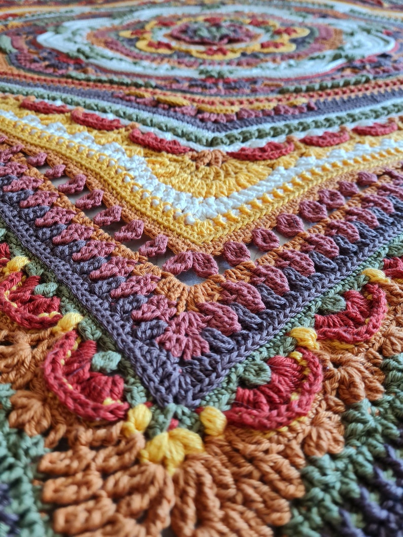 Flora De Flora Sunset Mandala Crochet Blanket - Etsy