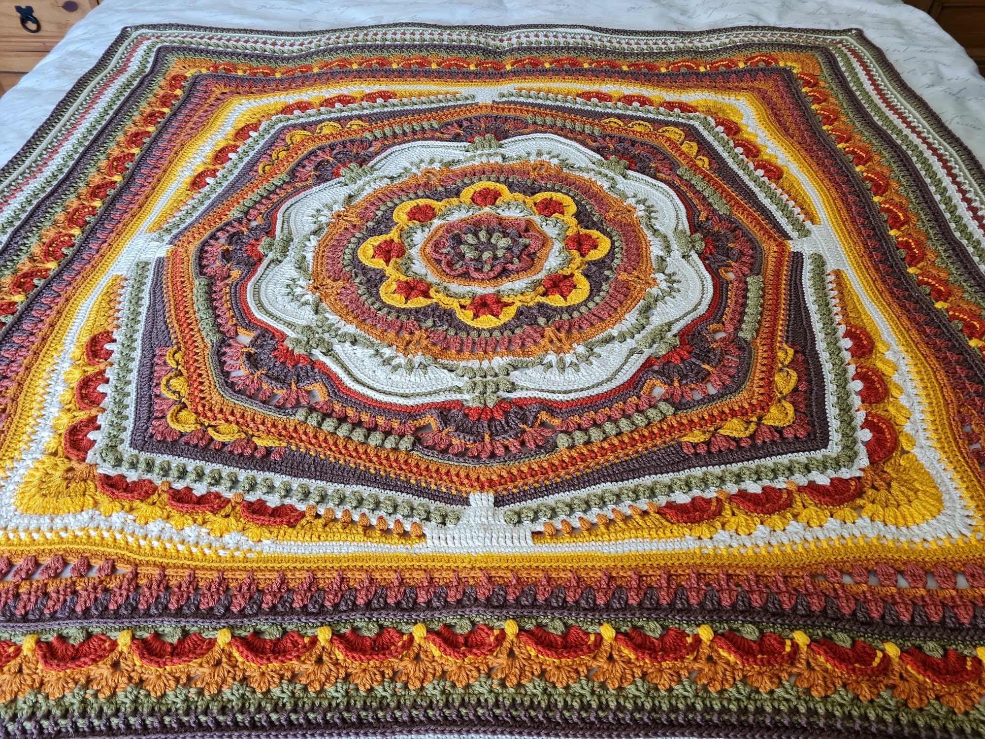 Flora De Flora Sunset Mandala Crochet Blanket - Etsy