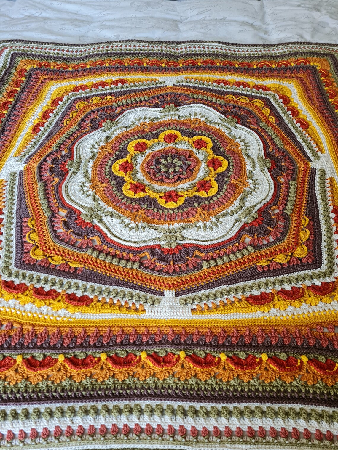 Flora De Flora Sunset Mandala Crochet Blanket - Etsy