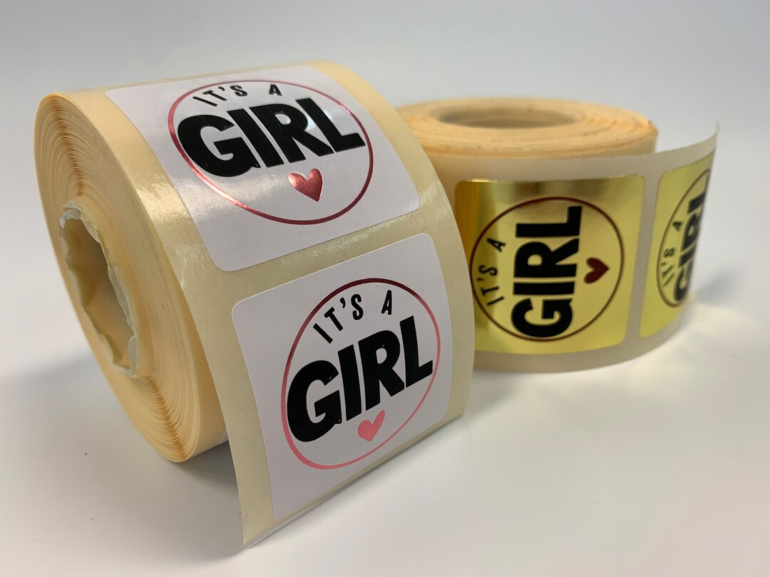 It's a Girl Stickers, Baby Shower Gender Gift Stickers, Shiny Metallic ...