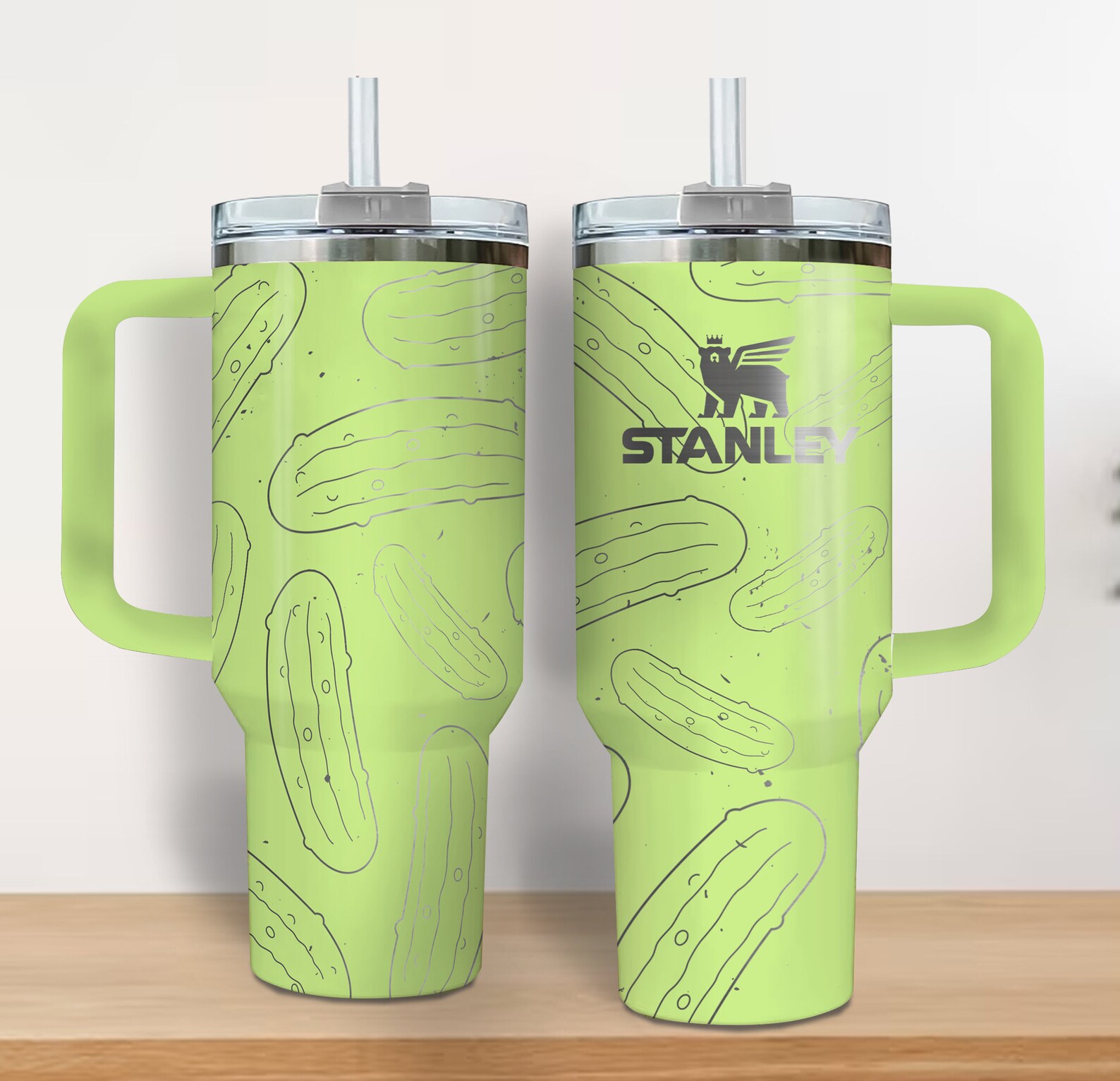 PICKLES Stanley 40OZ Quencher Tumbler, Full Wrap Laser Engraved Tumbler Pickle Tumbler - Etsy Canada