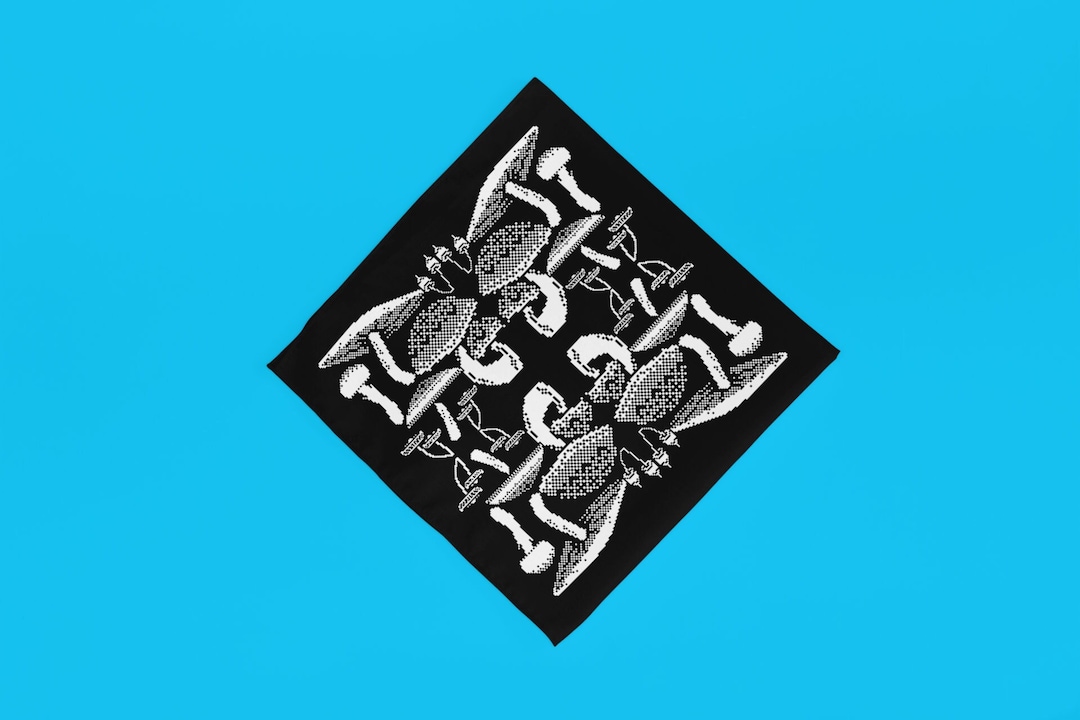 Mushroom Bandana, Black and White Pixel Art of Groovy Shrooms, Pet ...