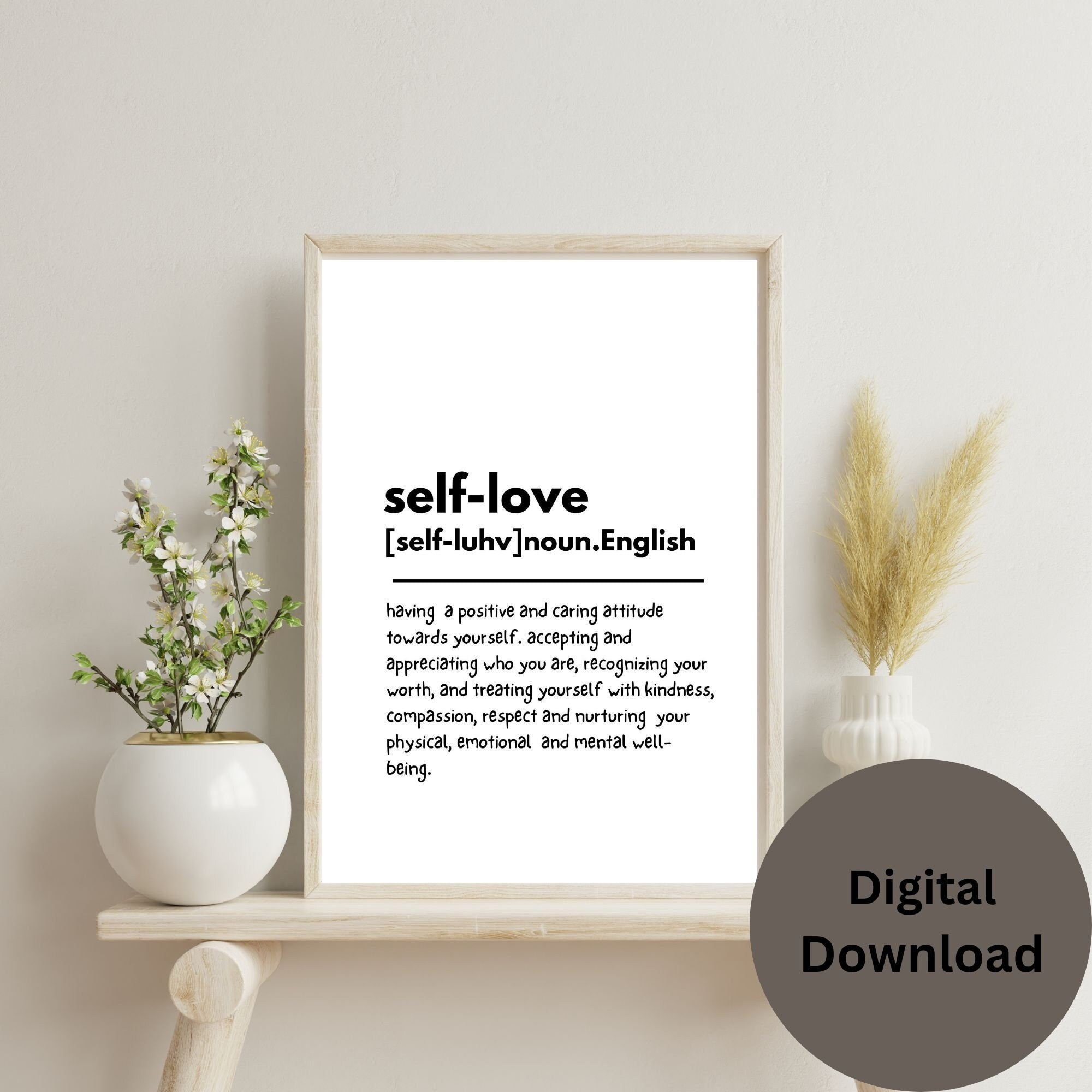 Self Love Definition Printable Wall Art I Self Love Quote I - Etsy