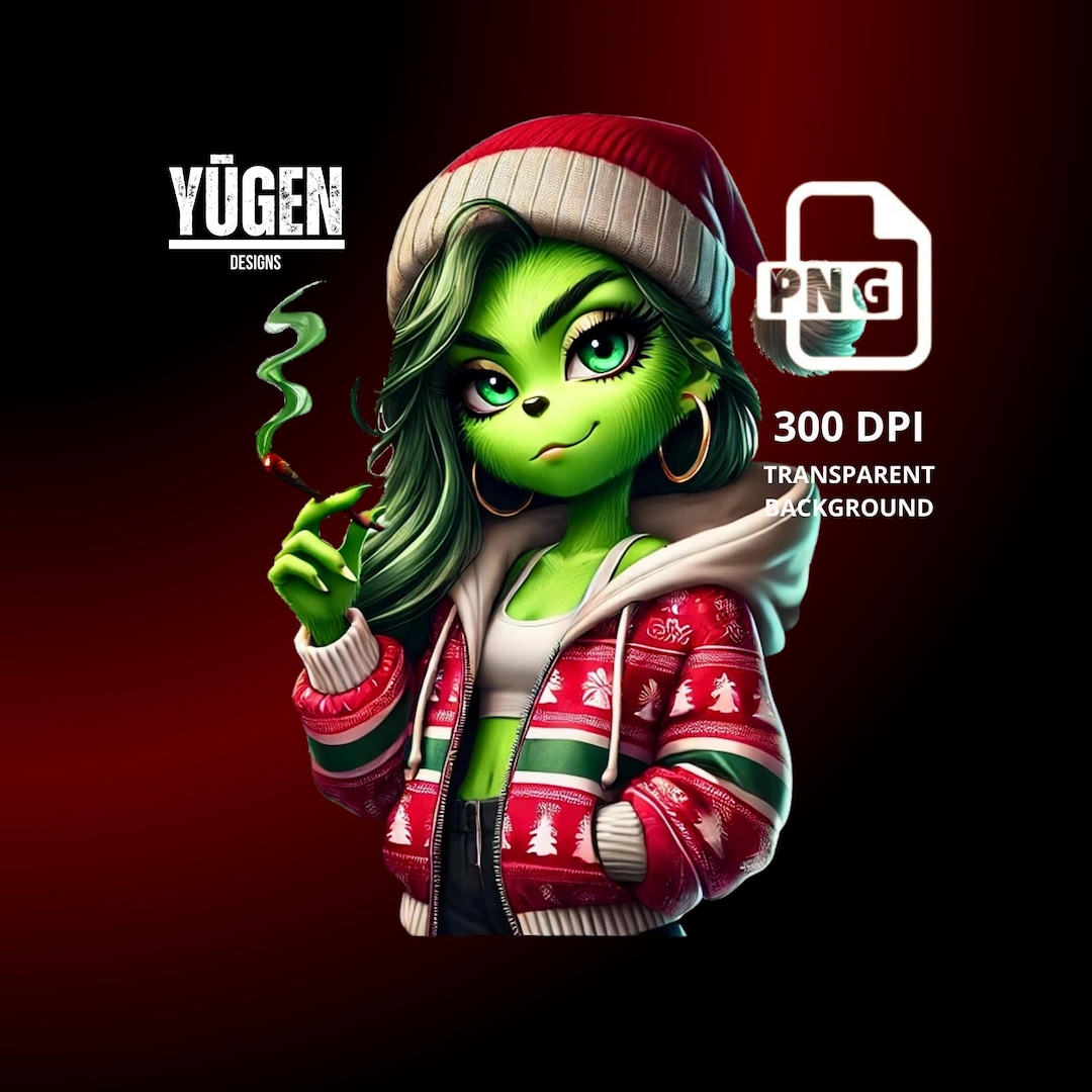 Christmas Green Grinch Stoner Girl Design, Streetwear Xmas Girl Gangsta ...