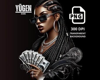 Black Girl With Money PNG Black Dope Girl Clipart Woman With Iced ...
