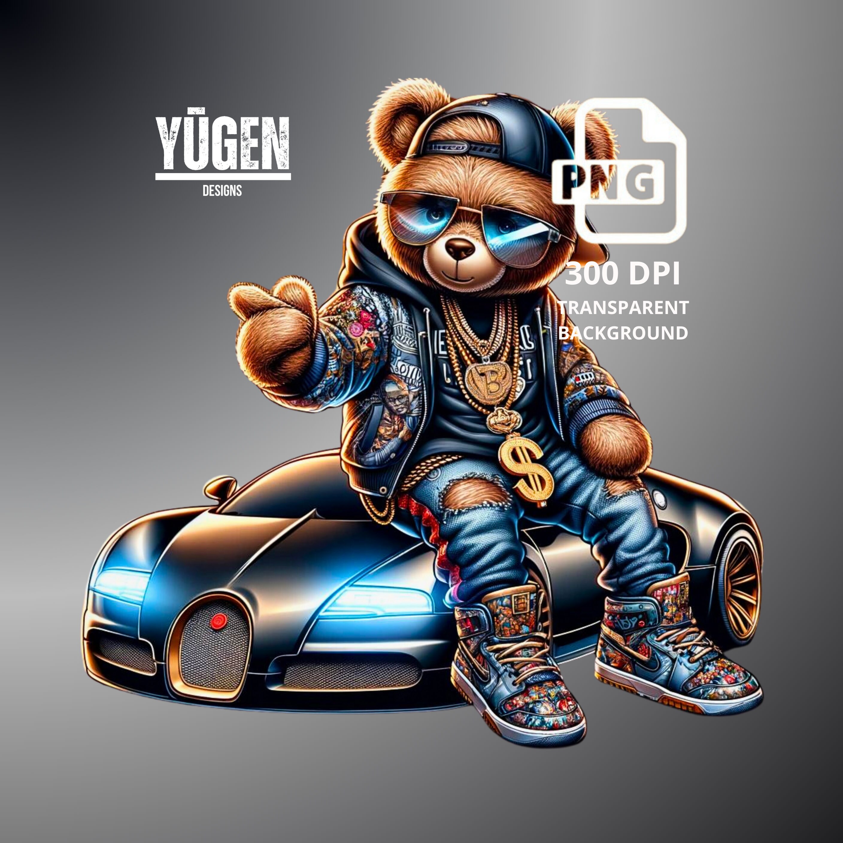 Urban Luxury Car Hip Hop Teddy Bear, Trendy Teddy Bear, Digital ...